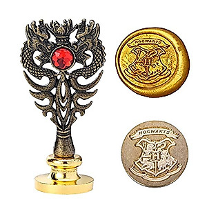 Karhood Quill Pen and Ink Set - Feather Calligraphy Dip Pen with Wax Seal Stamp Kit and 5 Nibs (Red)