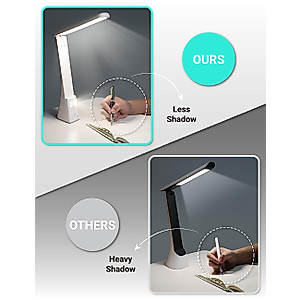 XINGYUNTREE LED Desk Lamp with Night Light Foldable Portable High Brightness Eye Care Lamp. Touch Control, Rechargeable, for Home Reading Light, Office and Dormitory (White 2.0)