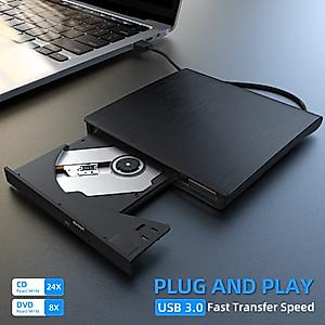 BILEYCHA External DVD/CD Drive, USB 3.0 Slim Portable CD DVD +/-RW Drive, External DVD/CD ROM Writer for Laptop or Desktop Compatible with Windows XP/7/8/10, Mac OS, Linux