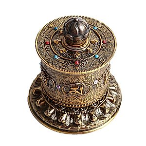 Tibetan Prayer Wheel, Buddhist Prayer Wheel, Table Top Prayer Wheel - Tibetan Buddhist Table Top Prayer Wheel, Tibetan Table Spinning Wheel for Relaxation/Meditation/Yoga
