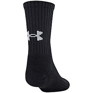 Under Armour Youth Training Cotton Crew Socks, Multipairs , Black (6-Pairs) , Small