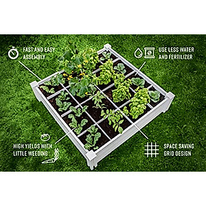 Vita VT17104 48in x 7.5in GRO Grid Garden Bed, 7.38" H, White