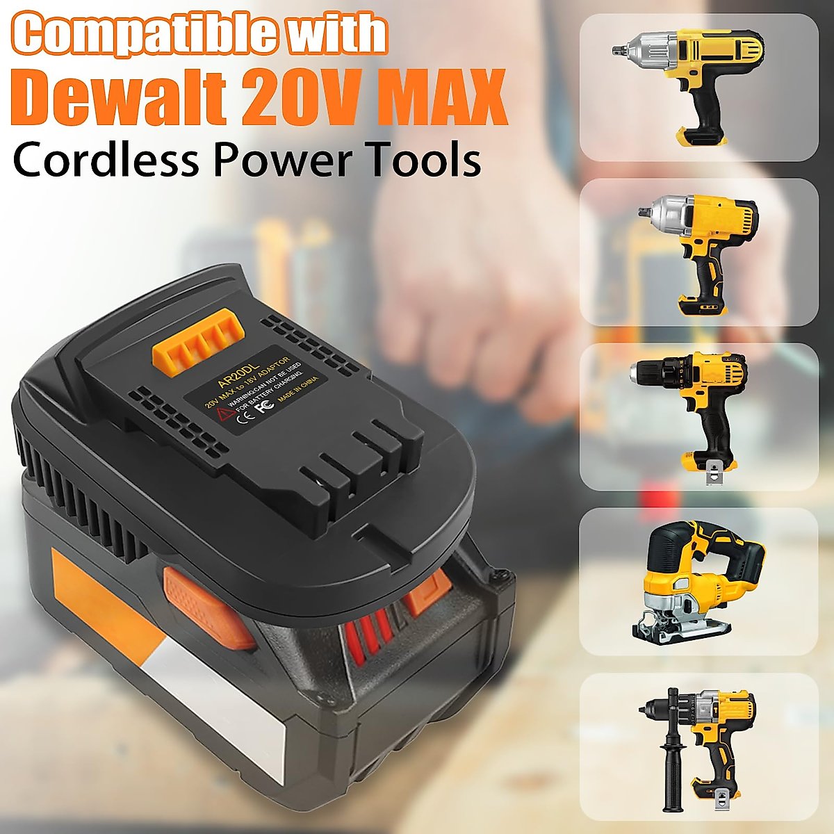 TPDL Adapter for Ridgid AEG 18V Battery to for DeWalt 20V MAX XR Cordless Tools, Use for Ridgid 18V Platform Batteries(Adapter Only)