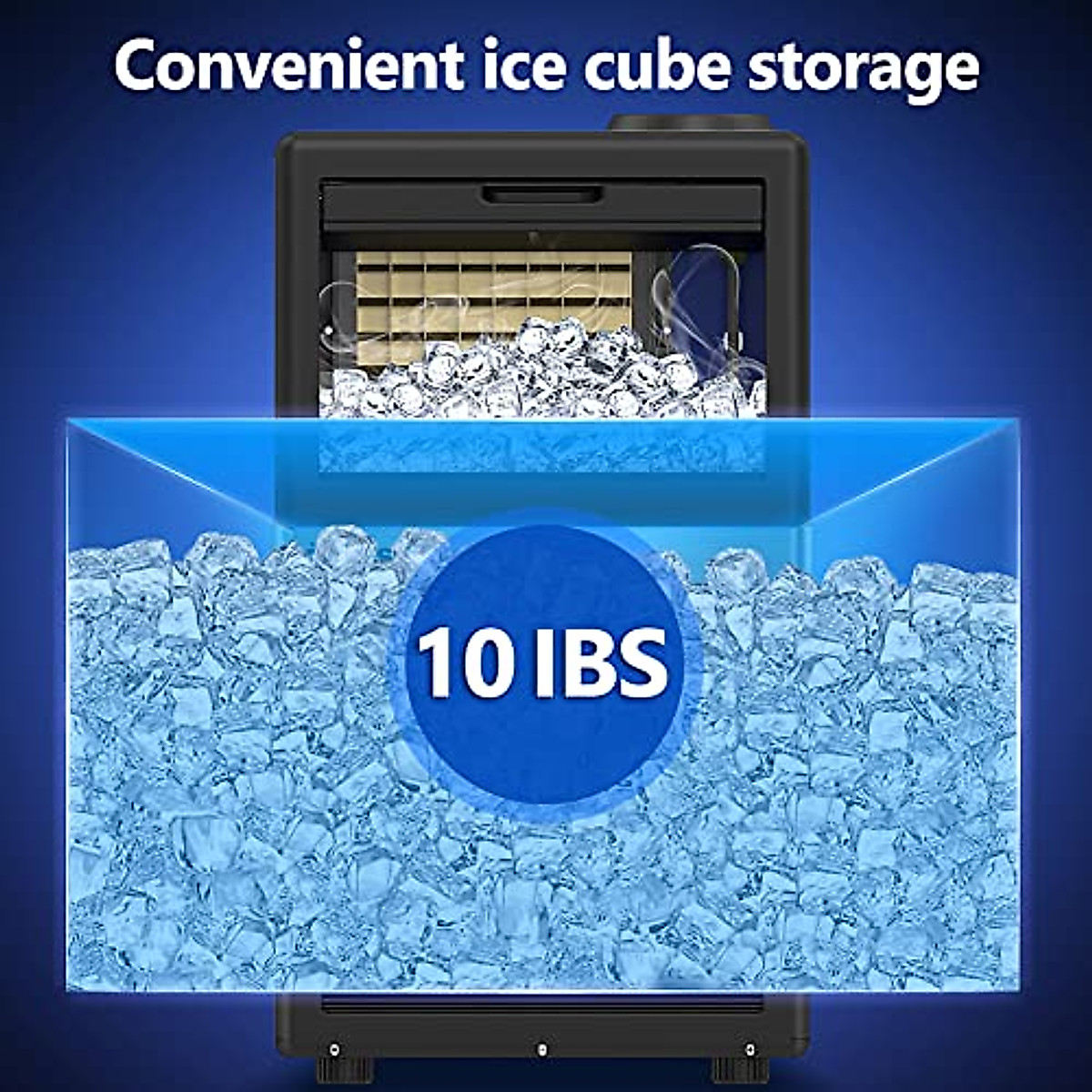 Electric Ice Maker, Commercial Ice Machine,70Lbs/Day, Stainless Steel Ice Machine with 10 Lbs Capacity, Ideal for Restaurant, Bars, Home and Offices, Includes Scoop