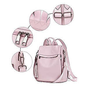 Telena Backpack Purse for Women, PU Leather Anti Theft Travel Backpack Purse Shoulder Bags with Tassel Pure Pink
