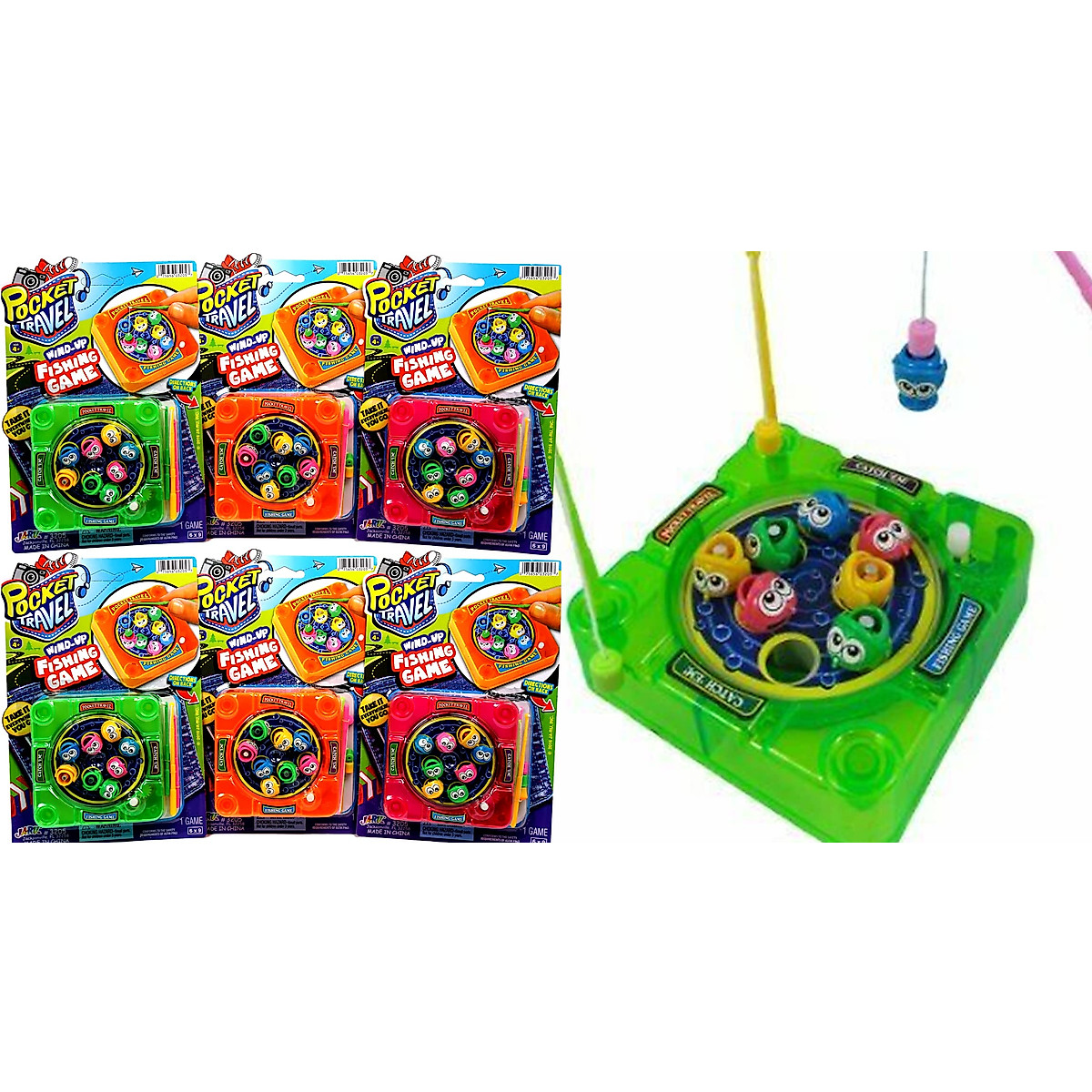 JA-RU Pocket Travel Magnetic Fishing Game (6 Toys) Classic Rotating Mini Family Board Games for Kids. Preschool Educational Games. Travel Car Games. Bulk Party Favors Birthday Gifts. 3205-6p