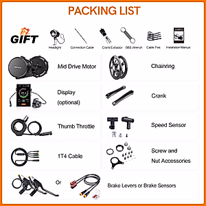 BAFANG 48V 500W Mid Drive Kit : BBS02 Motor with 500C Display & 44T Chainring, 8Fun Electric Bike Mid Mount DIY eBike Conversion Kit for BB68mm, Fit Mountain Road Commuter Bicycle (NO Battery)