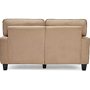 Serta Palisades Upholstered Sofas for Living Room Modern Design Couch, Straight Arms, Soft Fabric Upholstery, Tool-Free Assembly, 61" Loveseat, Sand Beige