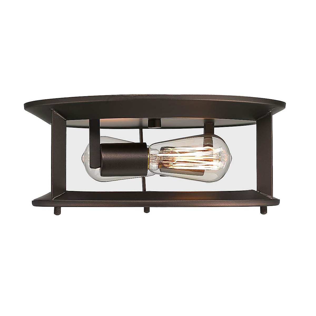 Emliviar Industrial Ceiling Light, Vintage 2-Light Flush Mount Ceiling Light Fixture, Oil Rubbed Bronze Finish, YE19108-F2 ORB