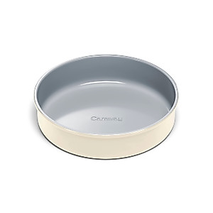 Caraway 9” Circle Pan - Non-Stick Ceramic Coating - Free From Forever Chemicals - Perfect for Birthday Cakes, Tartes, & More - Cream