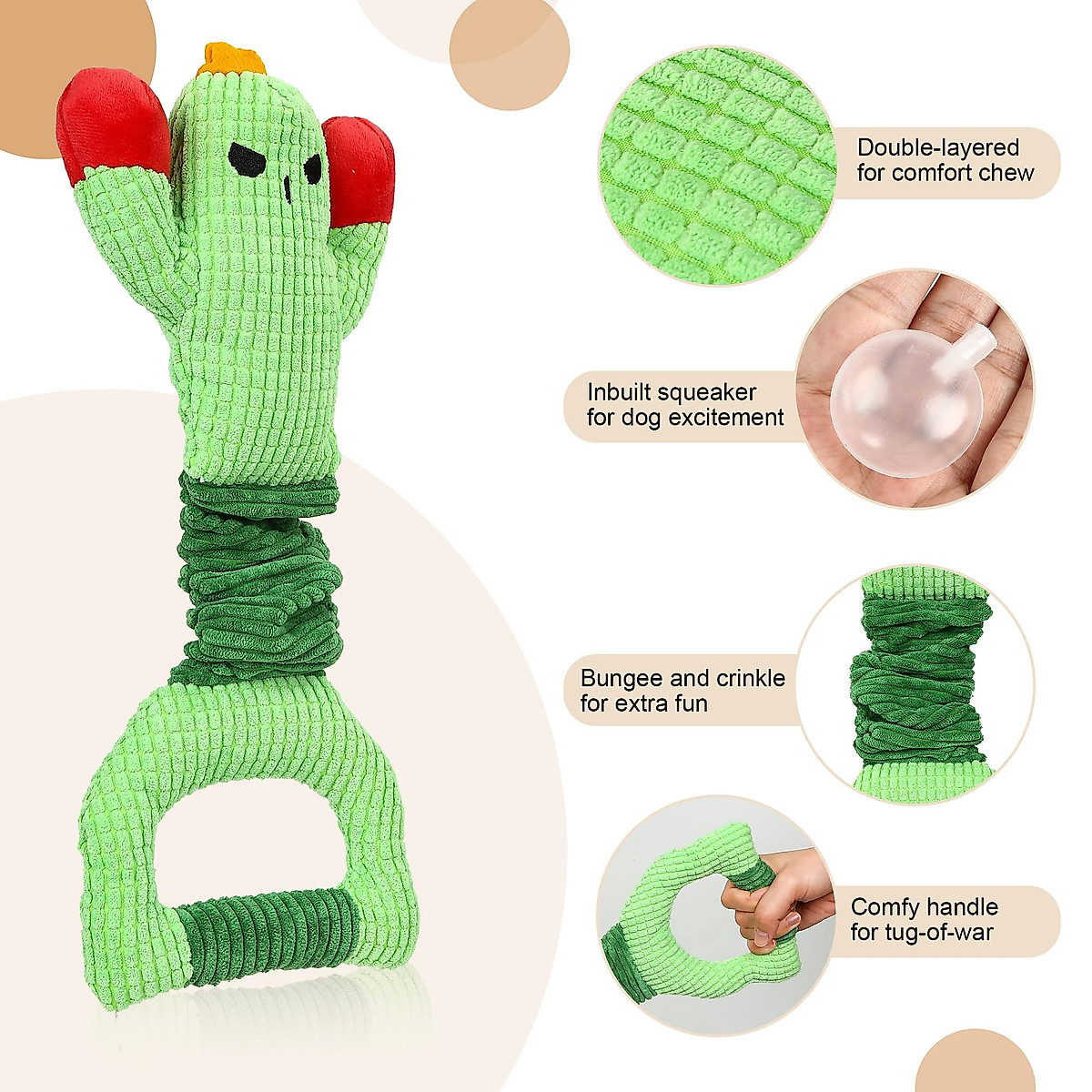IOKHEIRA Dog Toys for Aggressive Chewers-Dog Toys for Large Dogs, Tough Durable Indestructible Dog Toys, Big Dog Chew Toys and Large Breeds (Large, Cactus)