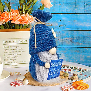 AMOH JERCY Ocean Theme Coastal Gnomes Plush with Starfish Beach Theme Sign Summer Gnomes Plushie Ornaments Tomte Elf Fall Thanksgiving Christmas Decorations Gifts Gnomes for Ages 12+
