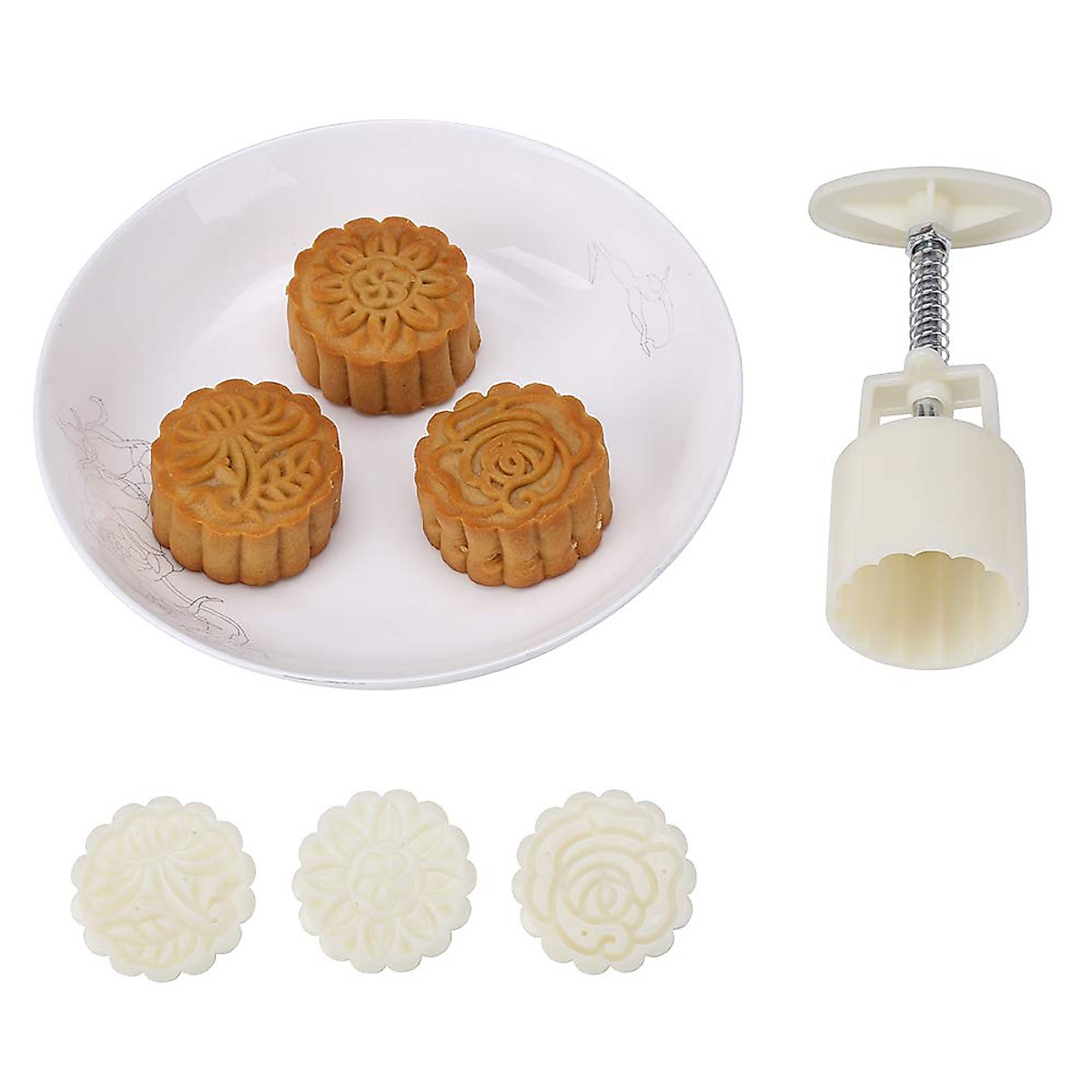 Mid-Autumn Festival Hand-Pressure Moon Cake Mould With 12 Pcs Mode Pattern For 4 Sets