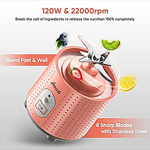 Personal Size Blender Smoothies and Shakes, Aoozi Portable Blenders, Mini Blender USB Rechargeable, Handheld Blender Sports,Travel and Home (Orange)