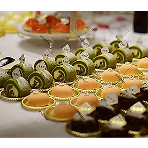 50Pcs 3 5/8" Gold Cakeboard Round,Gold Plastic Mousse Cake Boards Cake Plates Cake Dessert Cookies Pastry Displays Tray, Wedding Birthday Cake Decorative Kit (Round)