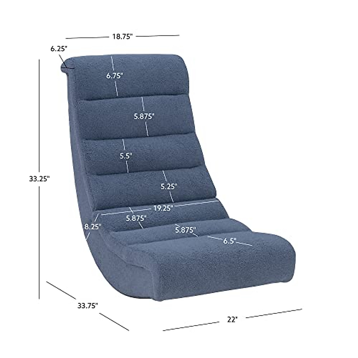 Linon Blue Sherpa Lars Gaming Rocking Chair, 8.25" Seat Height