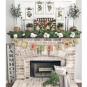 Hello Spring Banner, hogardeck Daisy Rustic Spring Garland Decorations for Home, Indoor Outdoor Mantel Fireplace Hanging Decor Party Supplies