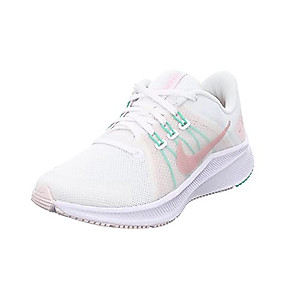 Nike Women's Quest 4 Road Running Shoes, Glaze-Menta, 10 M US, White/Pink/Green
