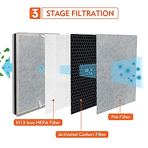 Shark HE6FKPET HEPA Filter Replacement Compatible with Shark HE600, HE601 and HE602 Purifier, Part HE6FKPET True H13 HEPA With Activated Carbon Replacement Filter 2 Pack