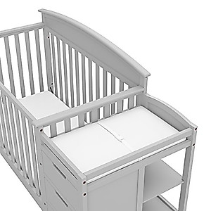 Graco Benton 5-in-1 Convertible Crib and Changer (Pebble Gray) – Crib and Changing Table Combo, Includes Water-Resistant Changing Pad, 3 Drawers, Converts to Toddler Bed, Daybed and Full-Size Bed
