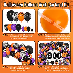 165Pcs Halloween Balloon Arch Garland Kit with Giant Spider Bat Balloon Black & White Orange Purple Confetti Halloween Foil Balloons 3D Bat Eyeballs for DIY Halloween Birthday Party Decorations