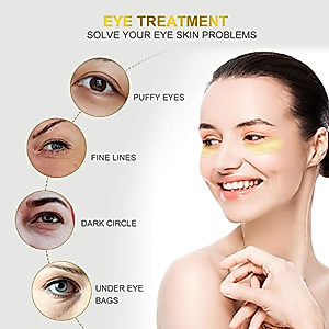 Fivewan 24k Gold Under Eye Patches - 60 Pcs Eye Mask Pure Gold Anti-Aging Collagen Hyaluronic Acid Under Eye Mask for Removing Dark Circles, Puffiness & Wrinkles Refresh Your Skin