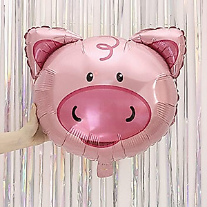 HORUIUS Farm Animal Balloons Pig Cow Horse Donkey Shaped Foil Mylar Balloon for Baby Shower Farm Animals Theme Birthday Party Supplies Decorations 3PCS