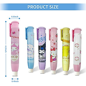 6Pcs Cute Creative Stationery Erasers for Kids Retractable Pencil Erasers for Pencils Kawaii Eraser Fun Kitty Erasers Back to School Supplies Kid Party Favors Gift Suitable for Children Over 3Years（A）