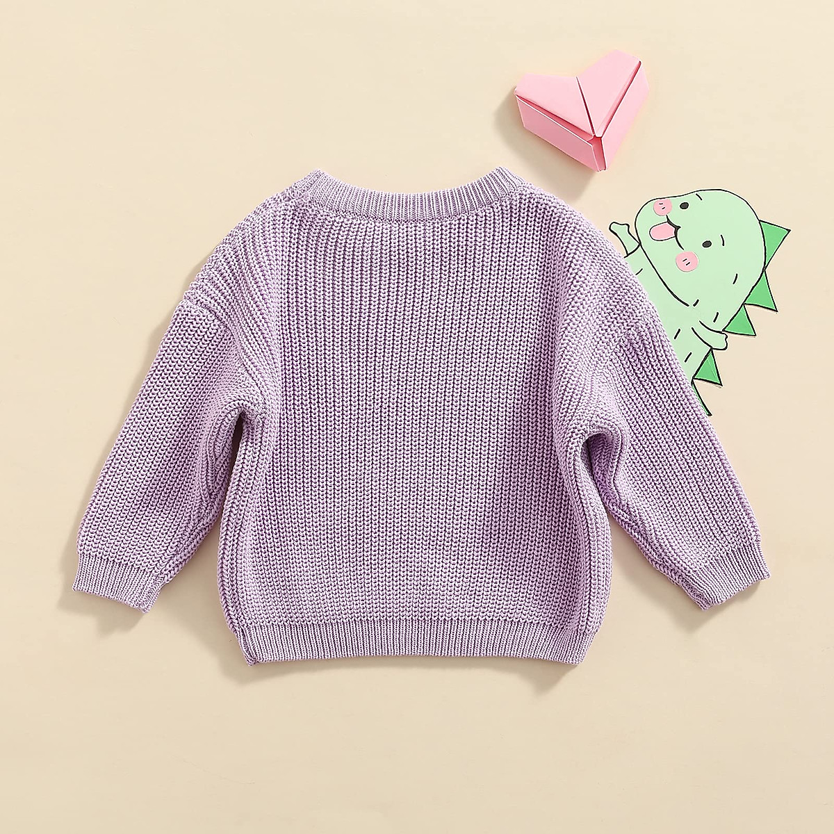 Toddler Baby Girl Boys Sweater Round Neck Long Sleeve Candy Color Knitted Pullover Tops Autumn Winter Sweatshirt (Candy Purple, 4-5T)