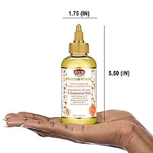 African Pride Moisture Miracle 5 Essential Oils - Contains Castor, Grapeseed, Argan, Coconut & Olive Oil, Seals in Moisture & Adds Shine, Vitamin E, 4 oz (3 Pack)