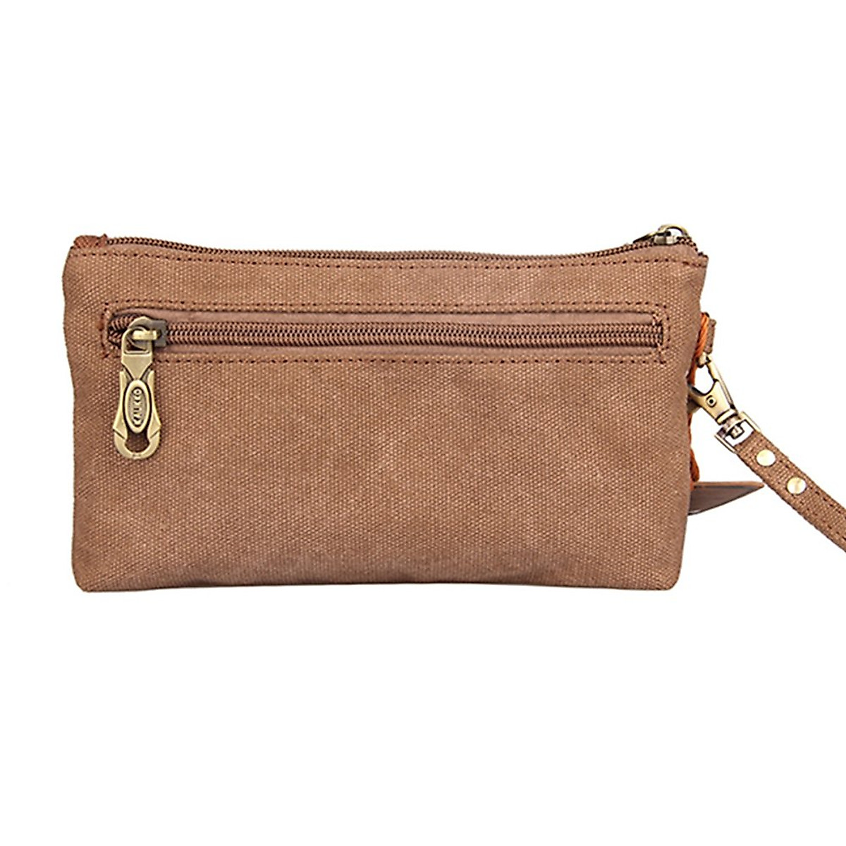 Genda 2Archer Canvas Wristlet Coin Purse Keys Bag Card Case Phone Bag (Khaki)