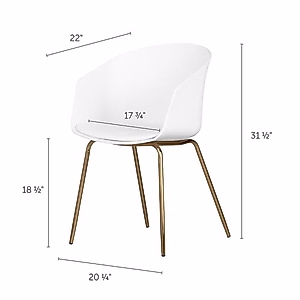 South Shore Flam Dining Chairs-White and Gold, 2