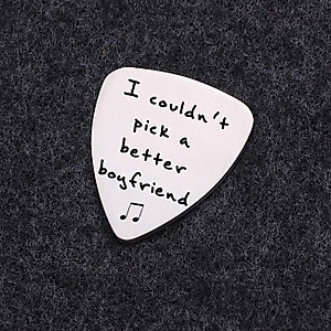 Boyfriend Birthday Valentine's Day Gift Ideas from Girlfriend - I Couldn't Pick A Better Boyfriend Guitar Pick, Personalized Gifts for Musician Man Wedding Anniversary
