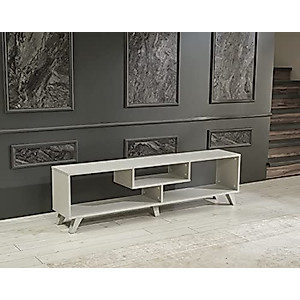 HT Design Parma Mid Century Modern Tv Stand Open Shelving Entertainment Centre 67 inch Tv Unit, Grey