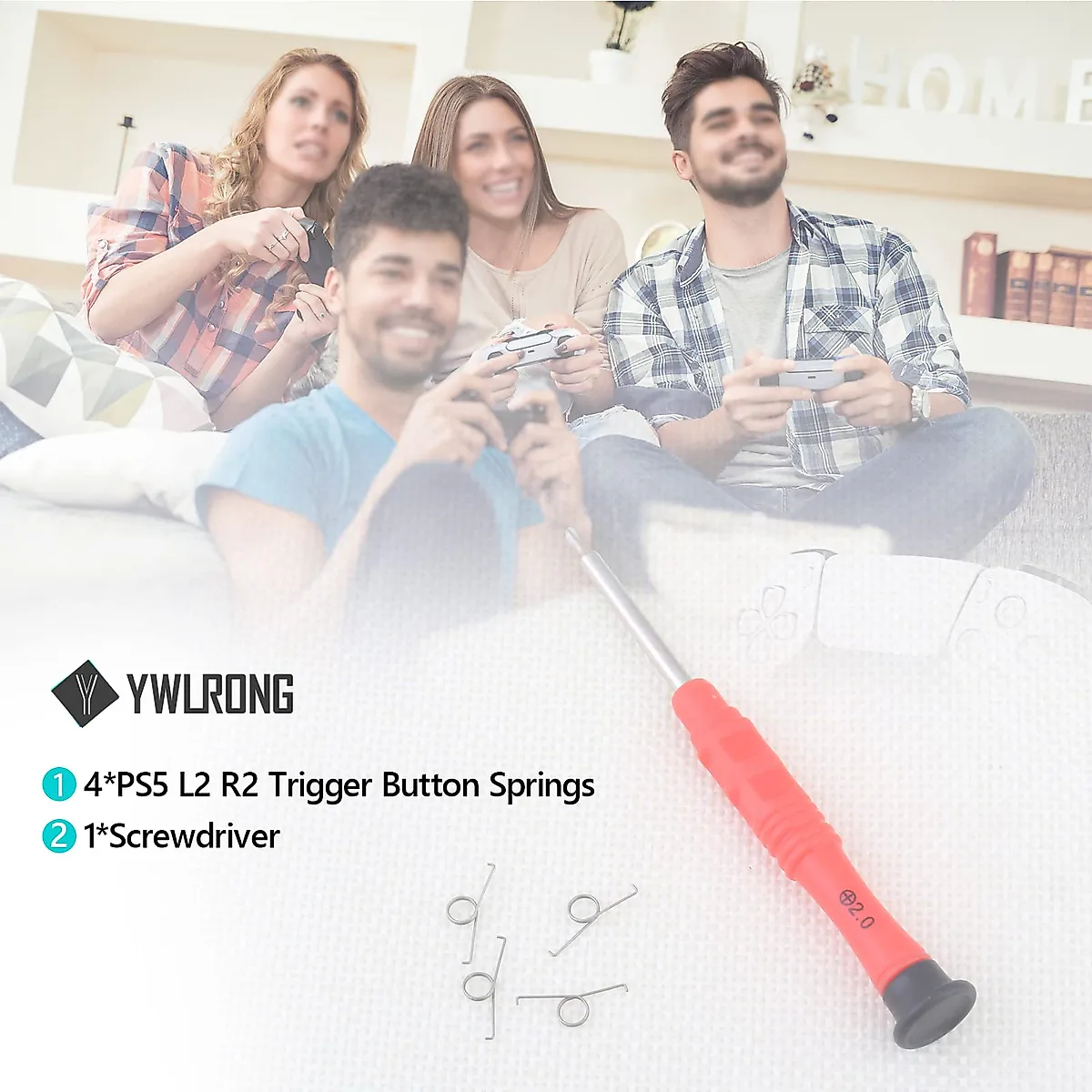 YWLRONG 4Pcs PS5 L2 R2 Trigger Button Springs for Sony PlayStation 5 PS5 Metal Trigger Keys Springs DualSense Controller Assembly Replacement with Screwdriver Tools