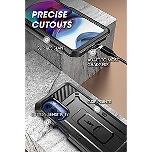 SUPCASE Unicorn Beetle Pro Series Case for Moto G Stylus 5G 2022 [Not Fit 4G Version], with Built-in Screen Protector Full-Body Rugged Belt Clip & Kickstand Case (Black)