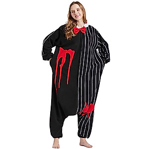 DarkCom Onesie Christmas Pajamas Adult Animal Halloween Costume Cosplay Clown One Piece Unisex Homewear Polar Fleece Sleepwear Small