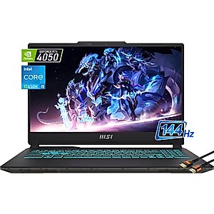 MSI Cyborg 15.6" FHD 144Hz Gaming Laptop | Intel i5-12450H | NVIDIA GEFORCE RTX 4050 | 32GB 4800MHz DDR5 RAM 1TB PCIe SSD | Windows11 Home | w/HDMI