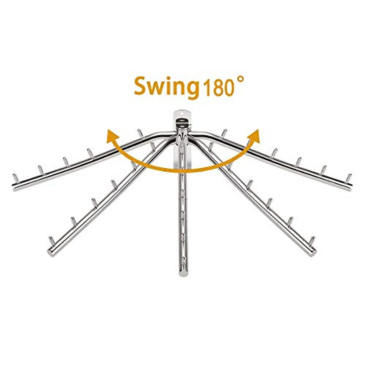 Bosszi 2-Pack Wall Mounted Folding Clothes Hanger Rack, Stainless Steel Clothes Hooks with Swing Arm Holder Space Saving Clothing Hanging System Closet Storage Organizer Heavy Duty Drying Rack