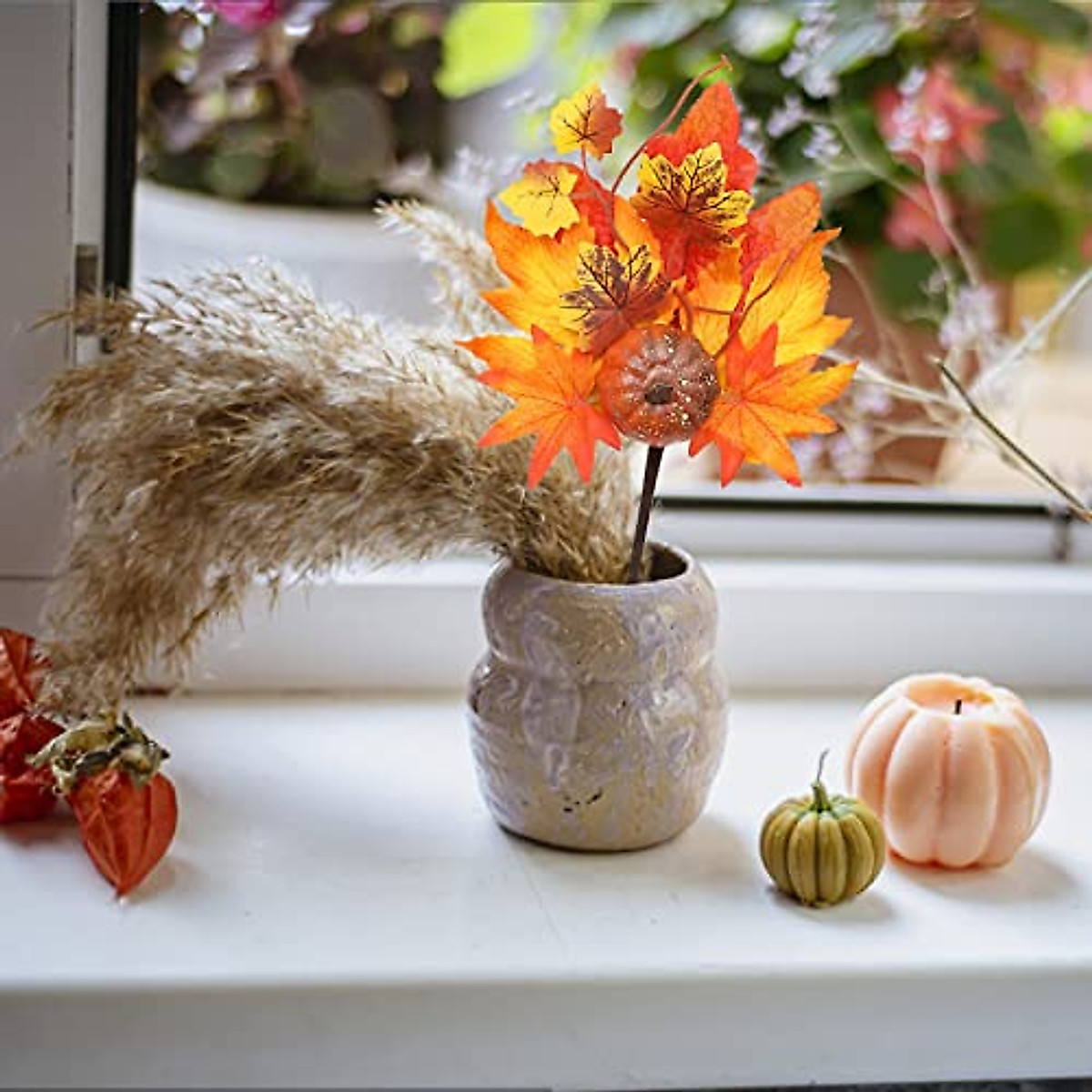 Fall Winter Thanksgiving Front Door Wreath, Winter Wreaths Autumn Porch Wall Decorations Grain Welcome Sign Pumpkins Party Holiday Artificial Farmhouse Mantle Turkey Decor Greeen