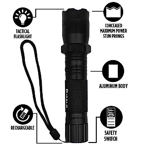 Guard Dog Diablo Stun Gun – Tactical Stun Gun with LED Flashlight – Police Strength Stun Gun with Concealed Technology – Free Holster - Rechargeable Battery
