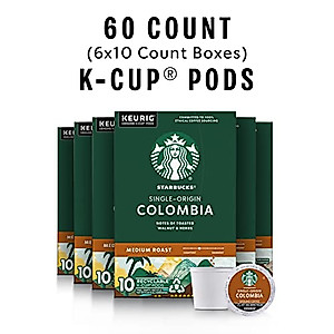 Starbucks Medium Roast K-Cup Coffee Pods — Colombia for Keurig Brewers — 6 boxes (60 pods total)