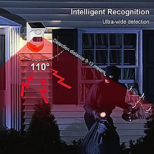 ChunHee Solar Motion Sensor Outdoor Alarm,Adjustable Sensitivity Motion Activated Alarm,129db Sound Security Siren Light IP67 Waterproof and 4 Mode for Home,Farm,Barn,Villa,Yard(2 Pack)