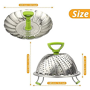 DEFUTAY Steamer Basket,Stainless Steel Vegetable Steamer Basket Folding,Folding Expandable Steamers(5.5" to 9")
