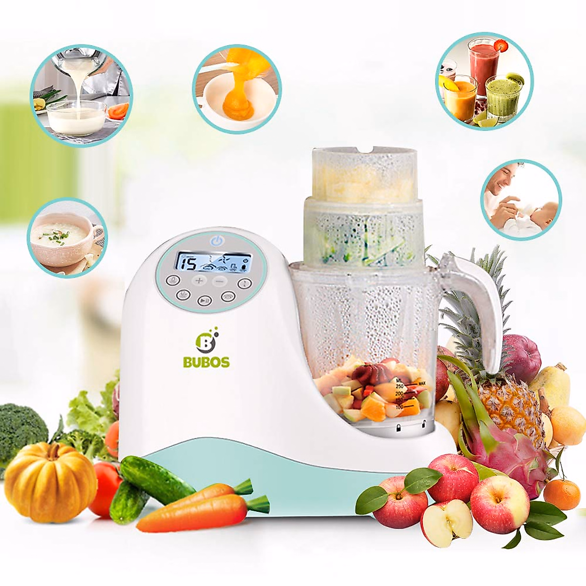 Baby Food Maker and Processor with 5 in 1 Function, Clear Touch Control Panel with LCD Display, Auto Shut-Off, BPA Free
