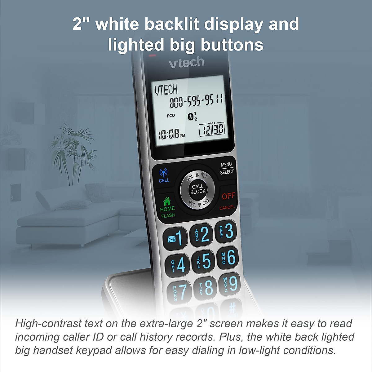 VTech VS306-3 DECT 6.0 3 Handsets Cordless Home Phone with Bluetooth, Answering System, Smart Call Blocker, Caller ID Announce, Backlit Display, Duplex Speakerphone (Silver & Black)