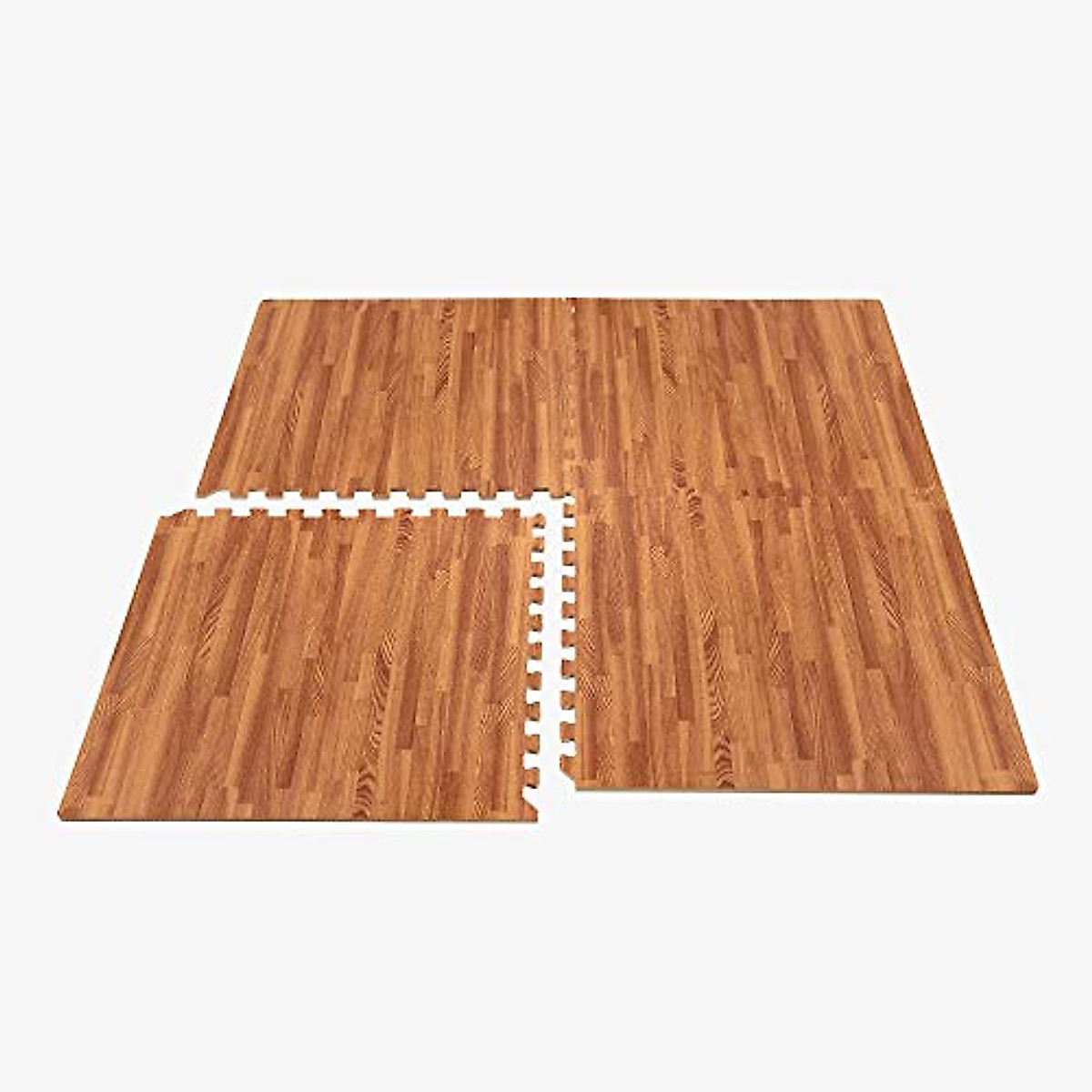 Forest Floor 3/8 Inch Thick Printed Foam Tiles, Premium Wood Grain Interlocking Foam Floor Mats, Anti-Fatigue Flooring – Stylish Flooring Solution, Mahogany, 48 Sq Ft