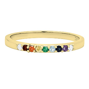 Dazzlingrock Collection Round 8 Multi Gem Stone Wedding Band for Her | 18K Yellow Gold, Size 5.5