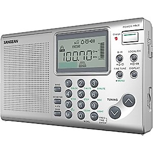 Sangean ATS-405 FM-Stereo/AM/Short Wave World Band Receiver, Silver