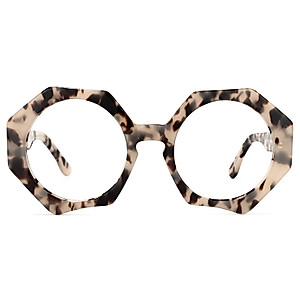 Zeelool Stylish Oversized Acetate Geometric Blue Light Blocking Glasses Eyewear for Women Hugh ZOP01887-04B Light-Tortoise
